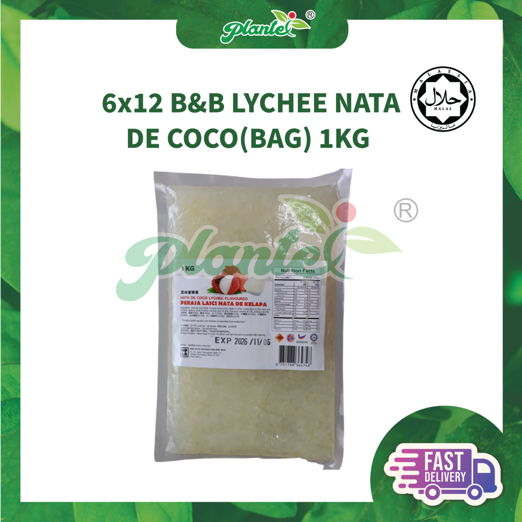 6x12 B&B LYCHEE NATA DE COCO(BAG) 1KG - Plantex
